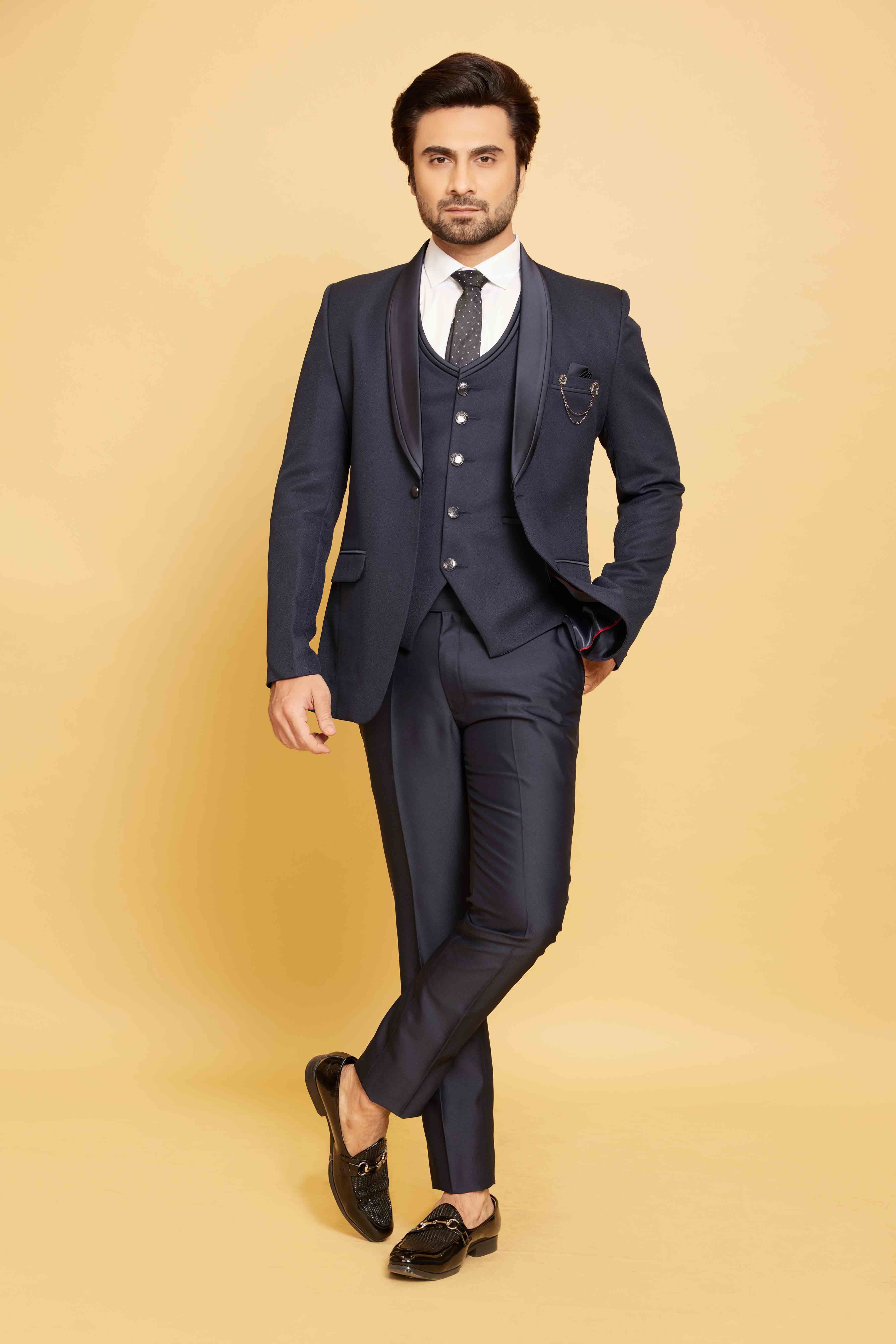 Plain Midnight Blue Blazer Set – Karveer Creation